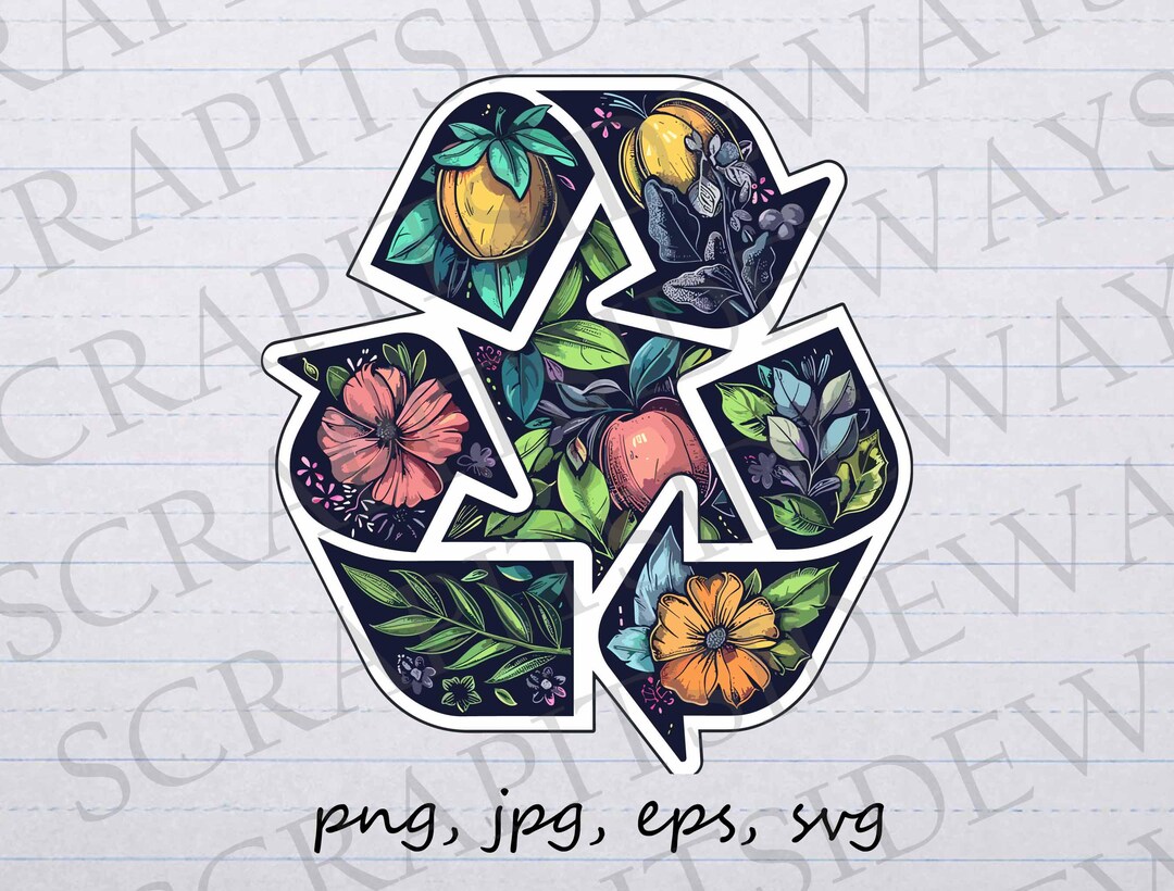 Floral Recycle Symbol Clip Art Clipart Vector Graphic Svg Png Jpg Eps ...