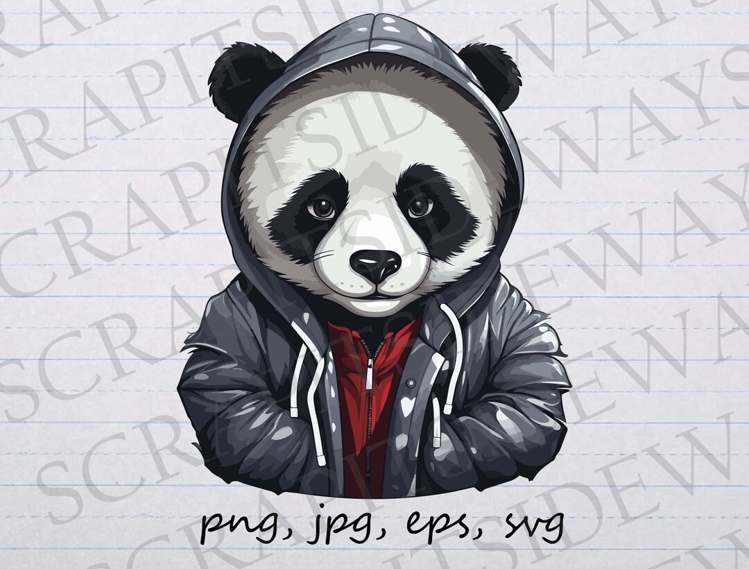 Panda in a Hoodie Clip Art Clipart Vector Graphic Svg Png Jpg Eps ...