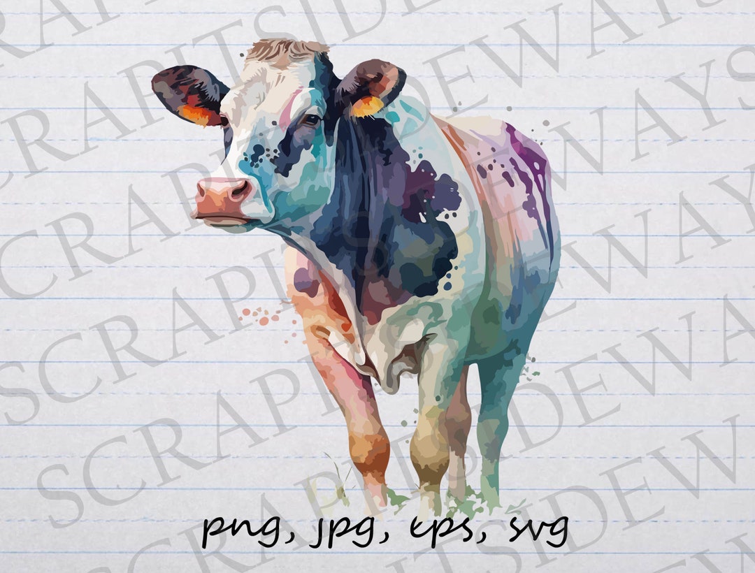 Watercolor Cow Clipart Vector Graphic Svg Png Jpg Eps Farm Animal ...