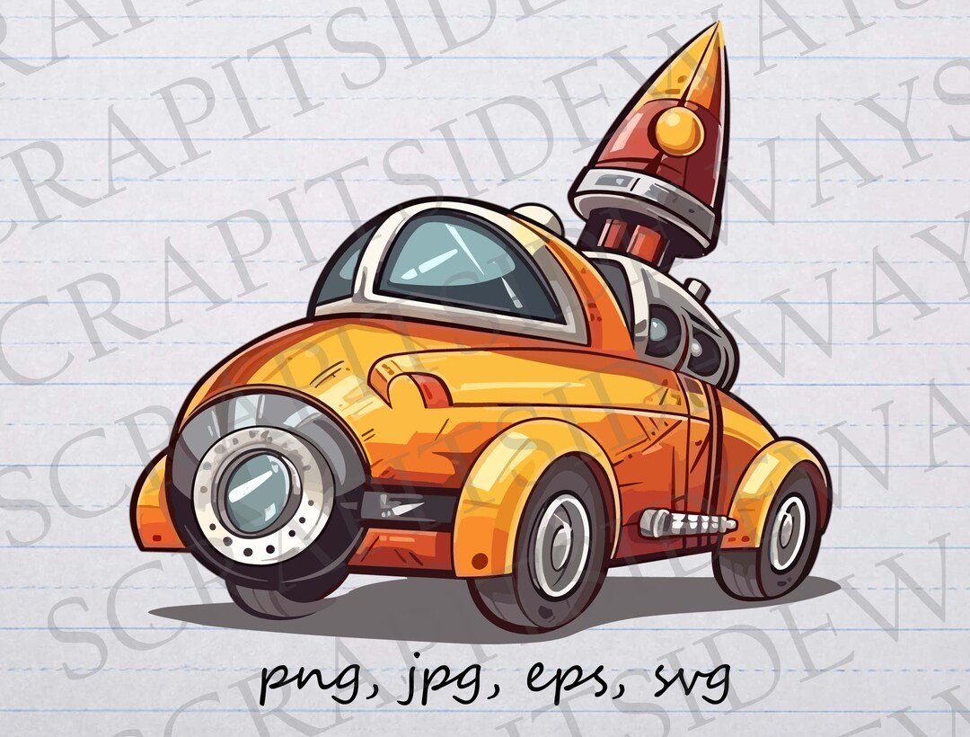 Rocket Car Clip Art Clipart Vector Graphic Svg Png Jpg Eps, Sci Fi Car ...