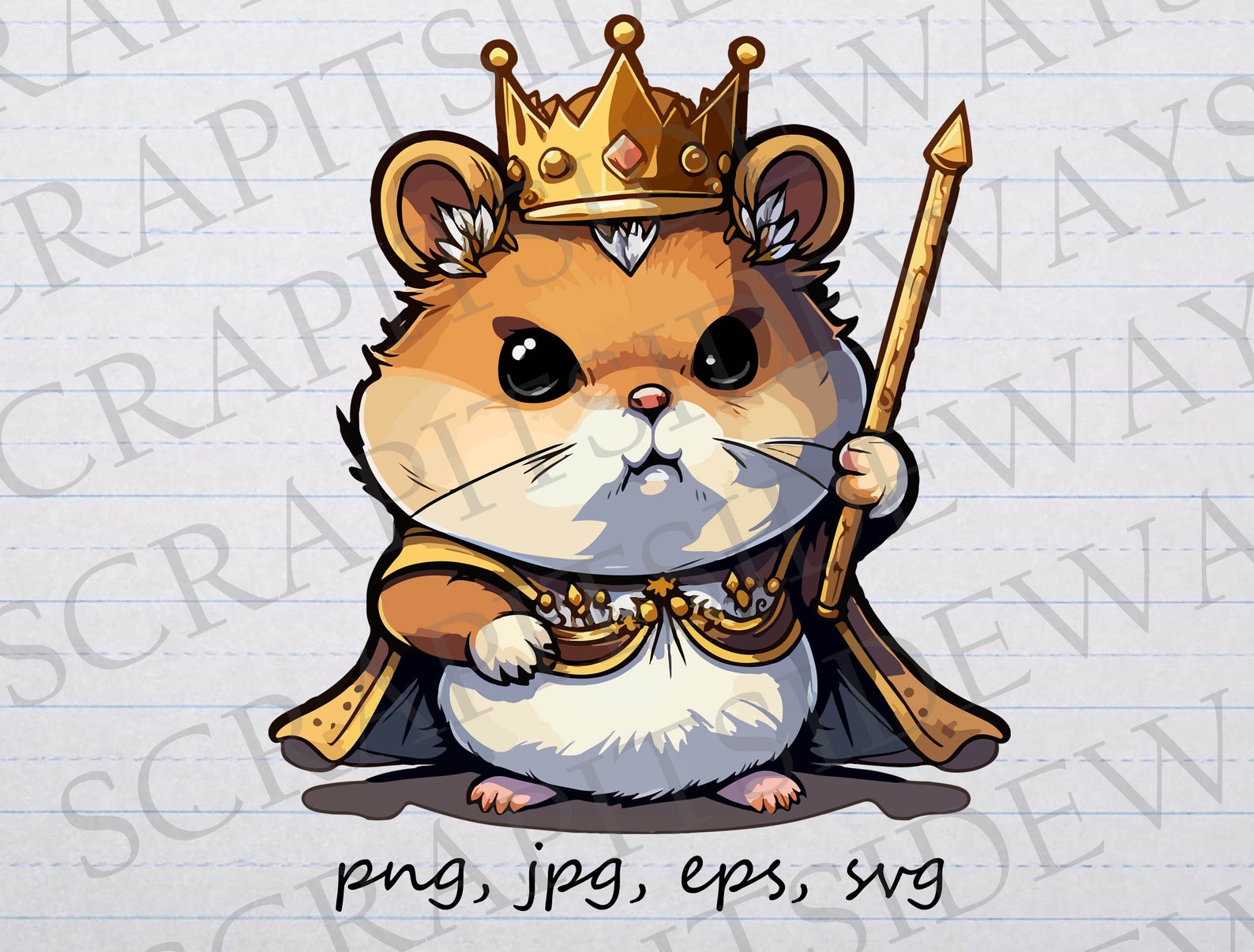 Hamster King Clipart Vector Graphic Svg Png Jpg Eps Royal Hamster - Etsy Canada