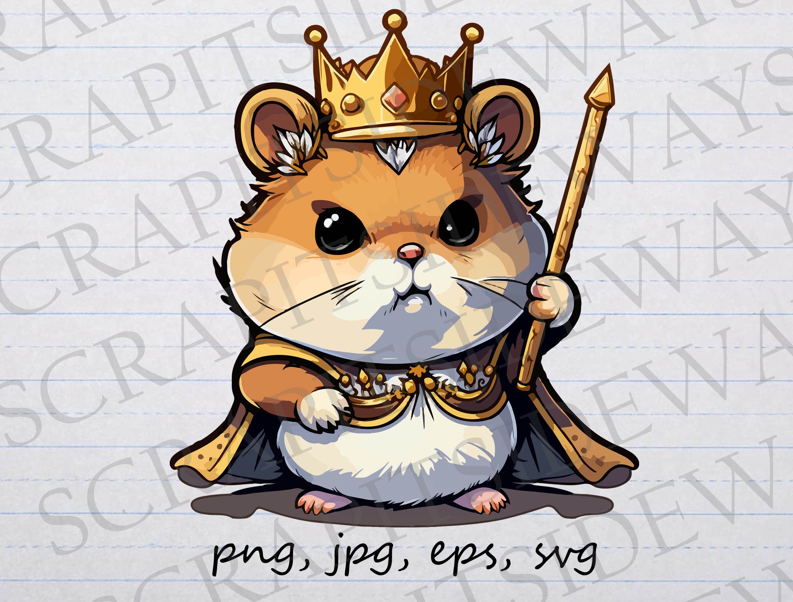 Hamster King Clipart Vector Graphic Svg Png Jpg Eps Royal Hamster ...