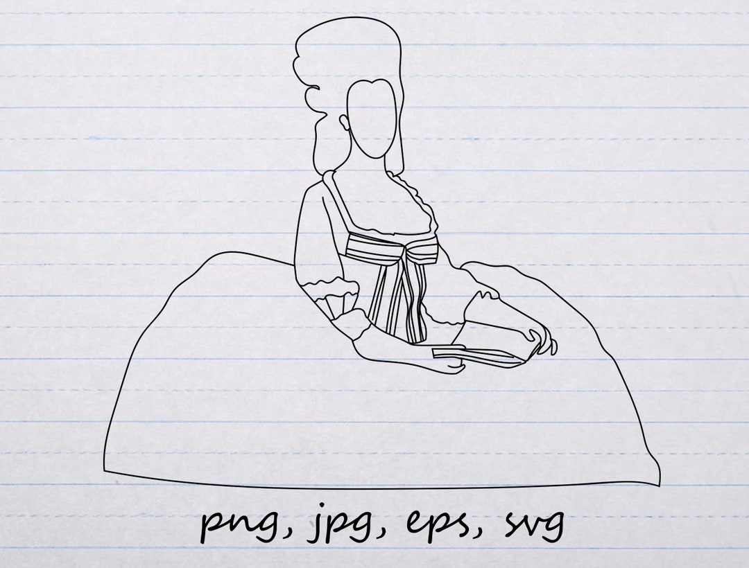 Marie Antoinette Outline Lineart Clipart Vector Graphic Digital Stamp ...