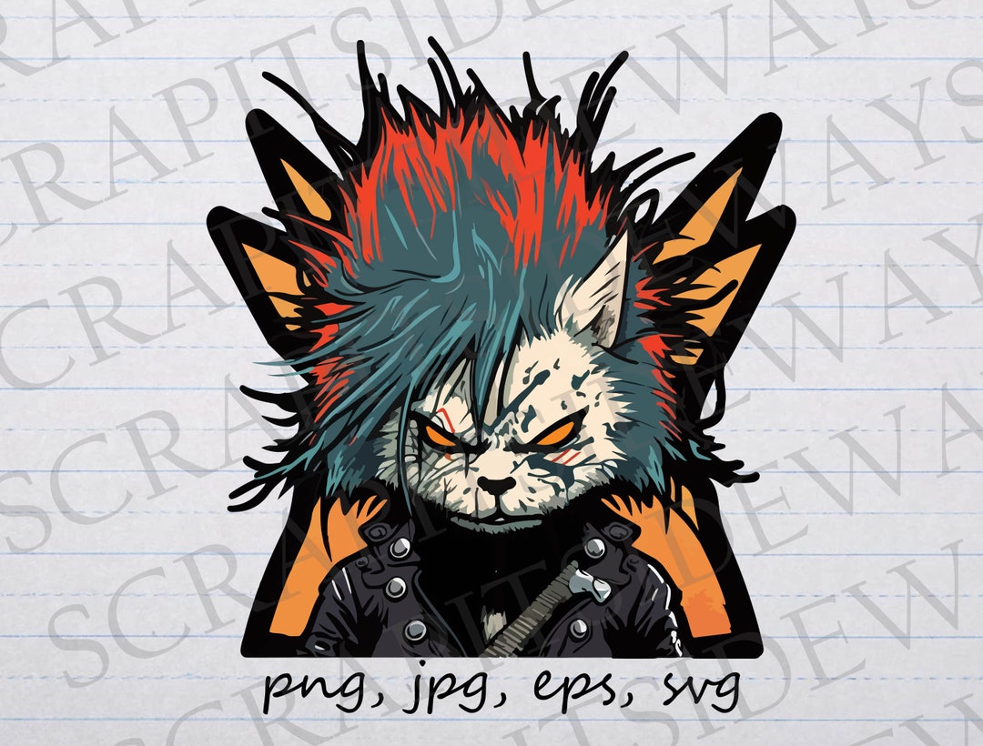Punk Rock Cat Clipart Vector Graphic Svg Png Jpg Eps Deathcore Rock ...