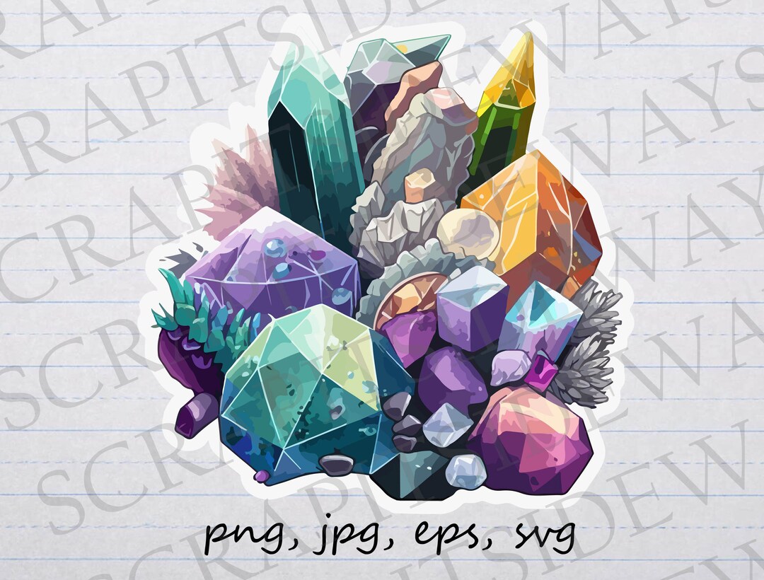 Crystals Clipart Vector Graphic Svg Png Jpg Eps Crystal Cluster ...