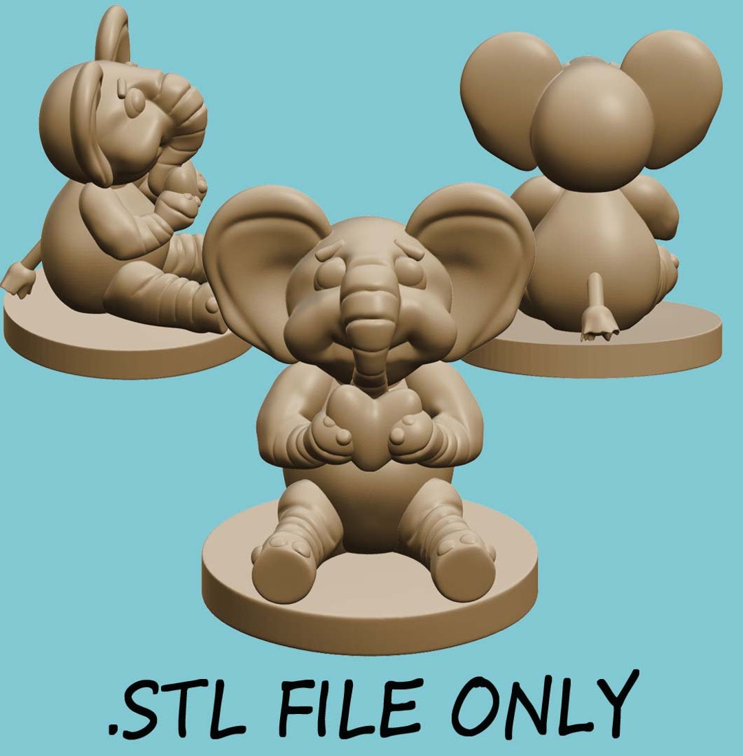 Elephant With Heart STL File ONLY, Cute Elephant, Love Elephant, 3D ...