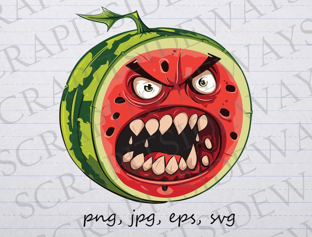 Angry Watermelon Clip Art Clipart Vector Graphic Svg Png Jpg Eps, Funny ...