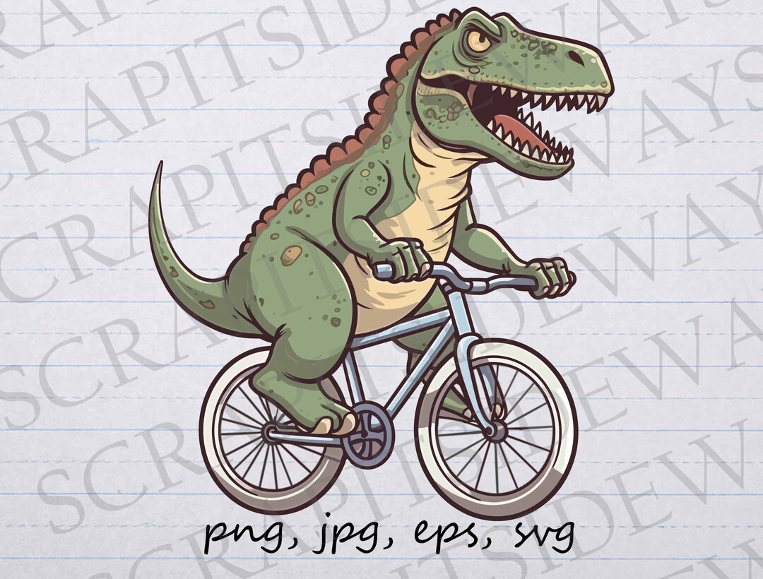 T-rex on a Bicycle Clip Art Clipart Vector Graphic Svg Png Jpg Eps ...