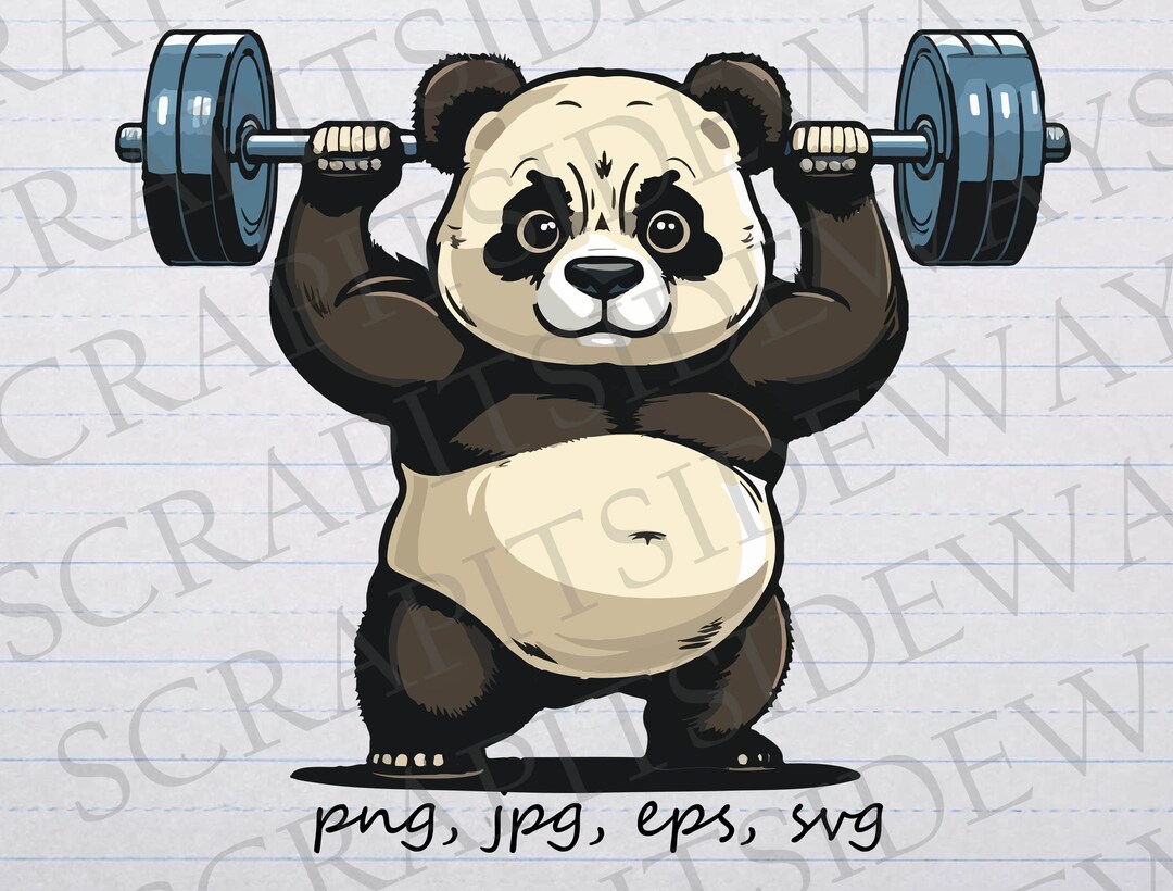 Crossfit Panda Vector Graphic Svg Png Jpg Eps Clipart Weight Lifting ...