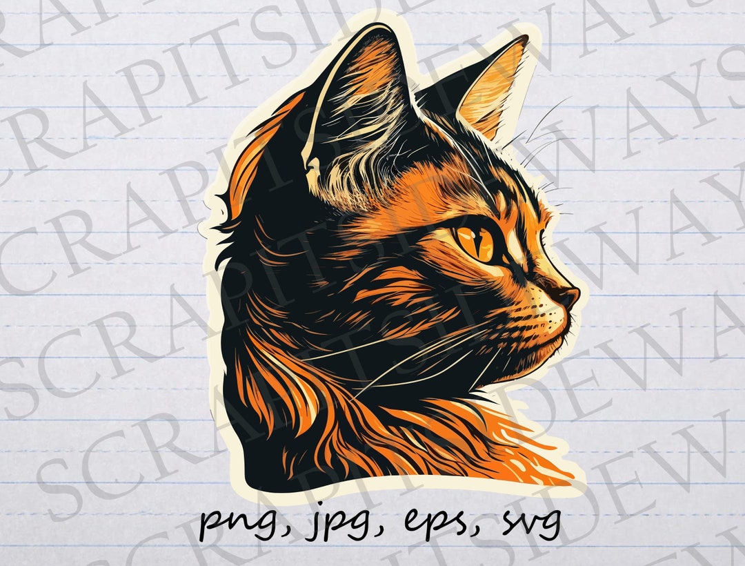 Cat Side Profile Clipart Vector Graphic Svg Png Jpg Sticker Design T ...