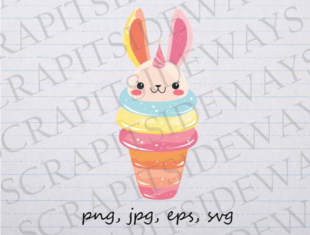 Cute Bunny Snow Cone Clip Art Clipart Vector Graphic Svg Png Jpg Eps ...