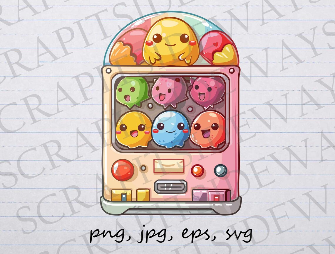 Cute Kawaii Vending Machine Clip Art Clipart Vector Graphic Svg Png Jpg ...