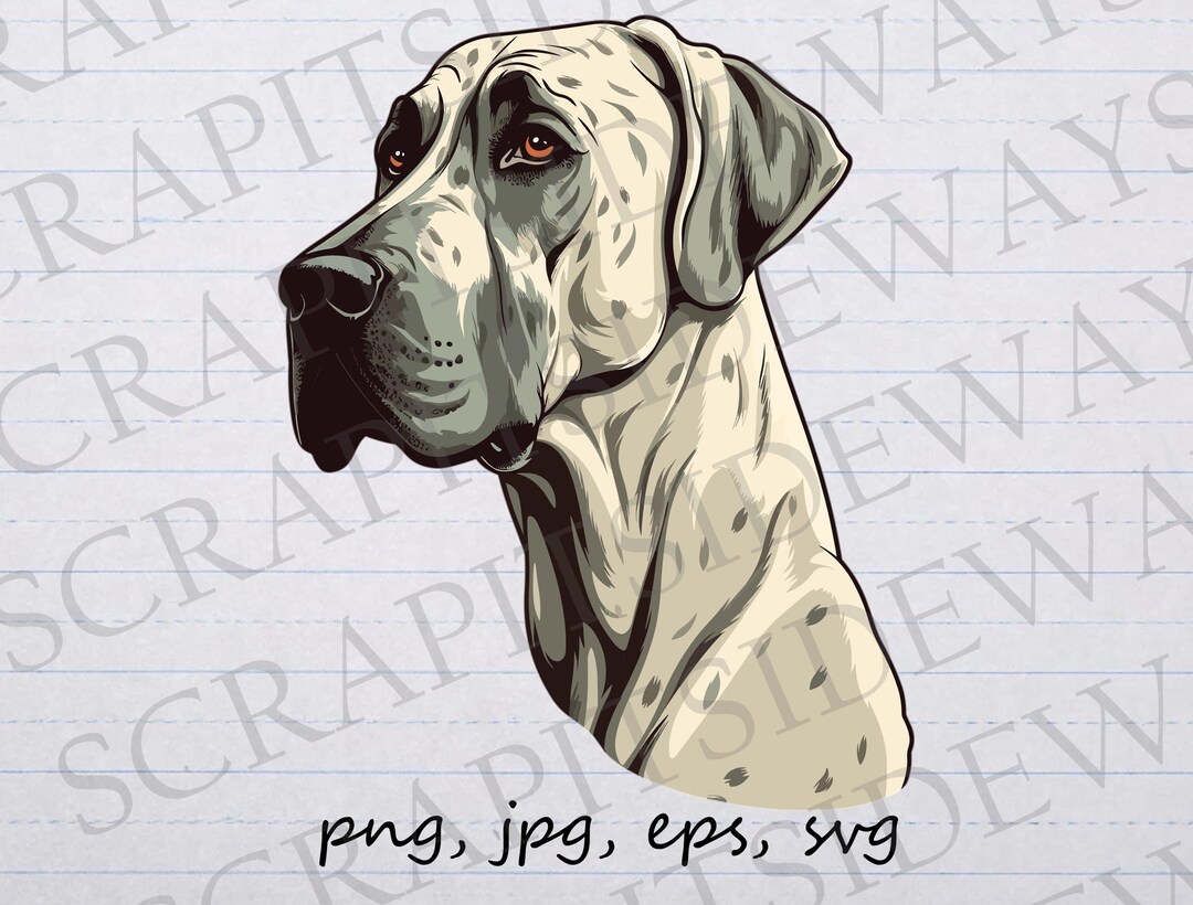 Great Dane Head Clipart Vector Graphic Svg Png Jpg Eps Dog, Puppy, Dog ...