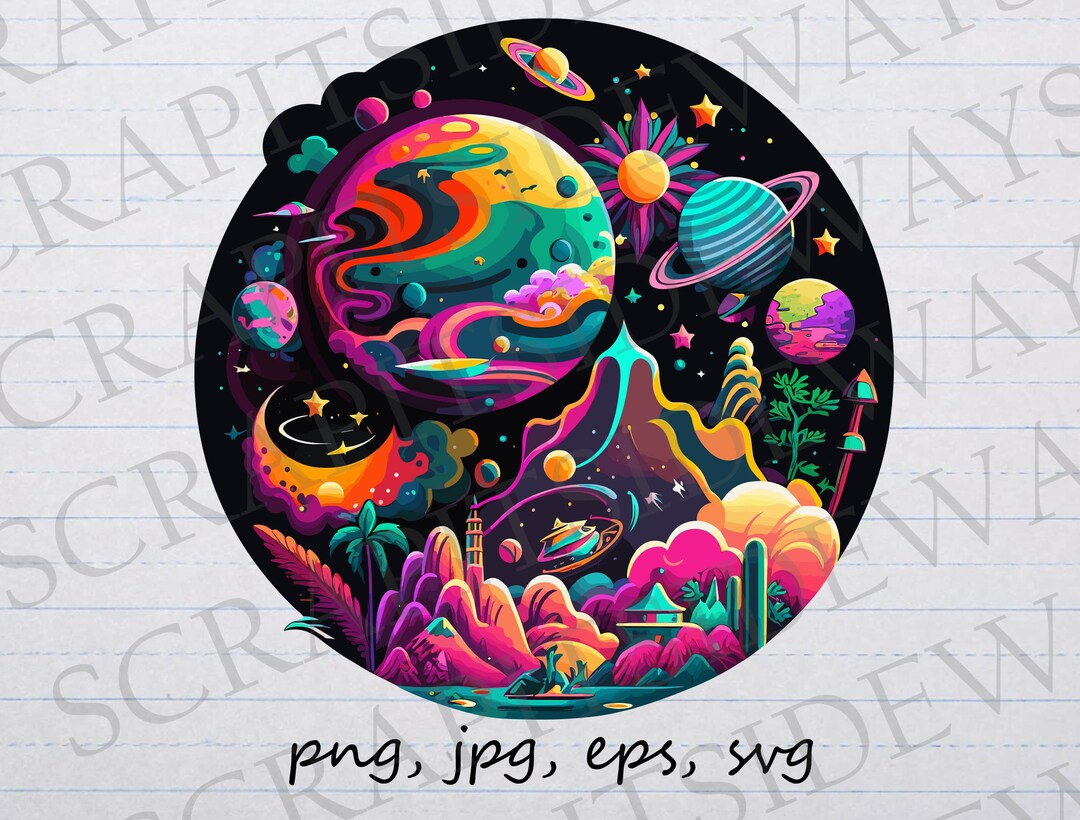Alien Planet 2 Clipart Vector Graphic Svg Png Jpg Eps Outer Space - Etsy