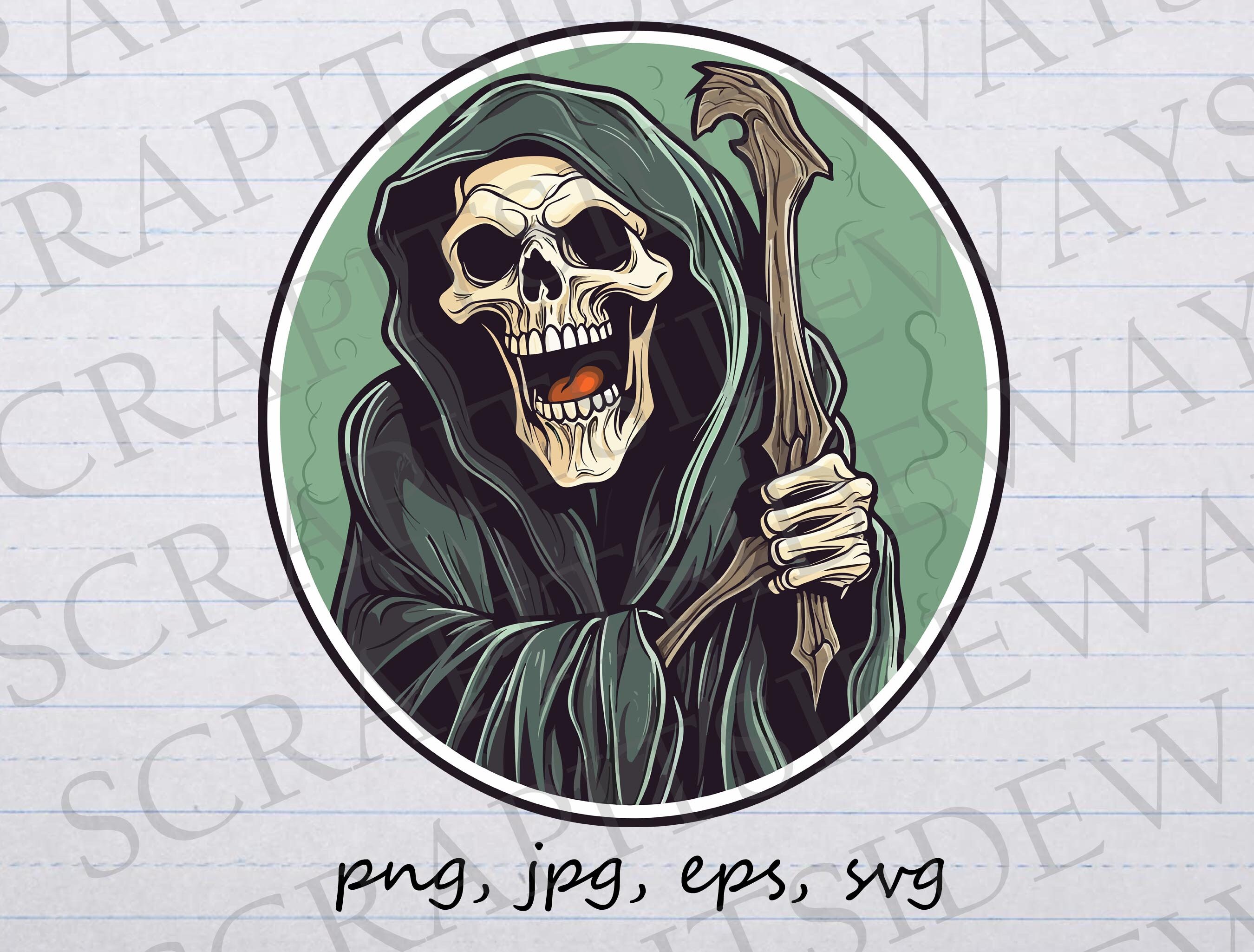 Death Laughing Grim Reaper Clipart Vector Graphic Svg Png Jpg - Etsy