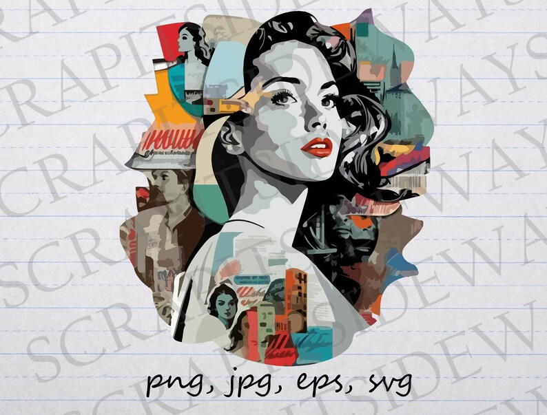 Woman Collage Clipart Vector Graphic Svg Png Jpg Eps Paper - Etsy