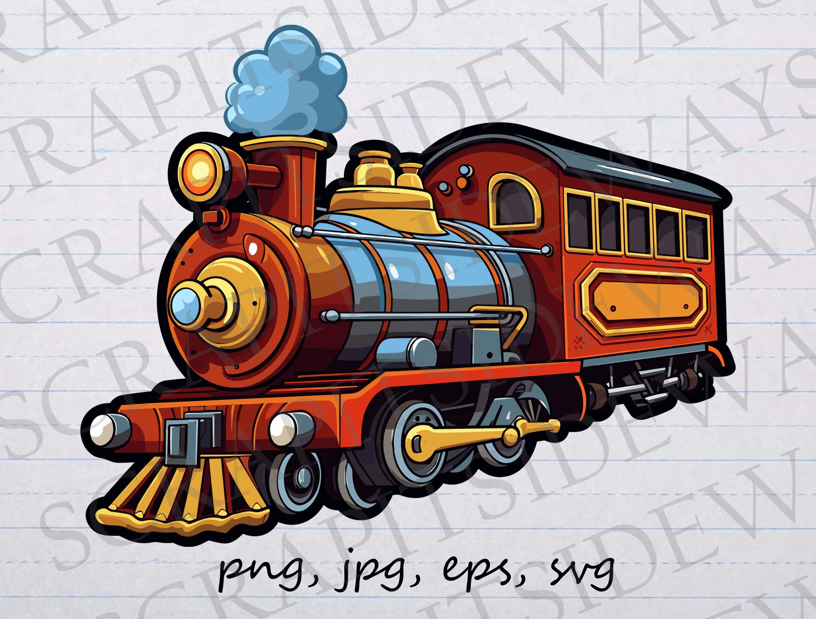 Red Train Clip Art Clipart Vector Graphic Svg Png Jpg Eps, Locomotive ...