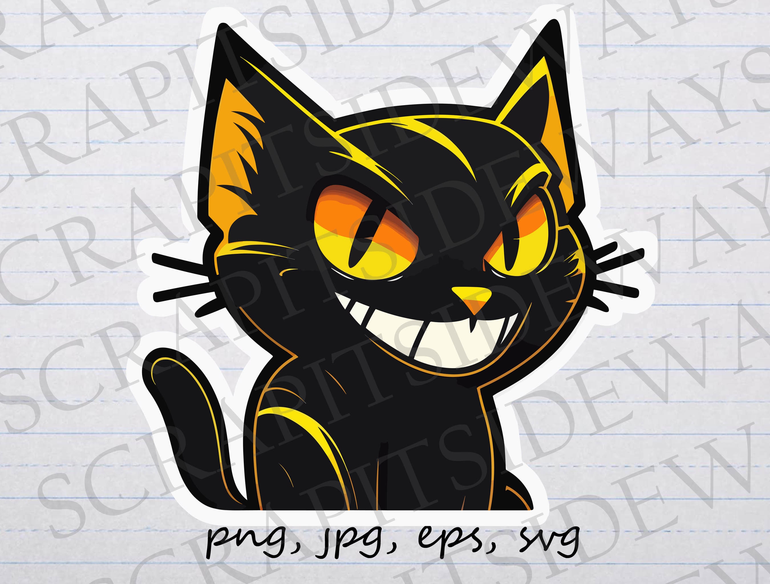 Sly Cartoon Cat Clipart Vector Graphic Svg Png Jpg Eps Kitty - Etsy