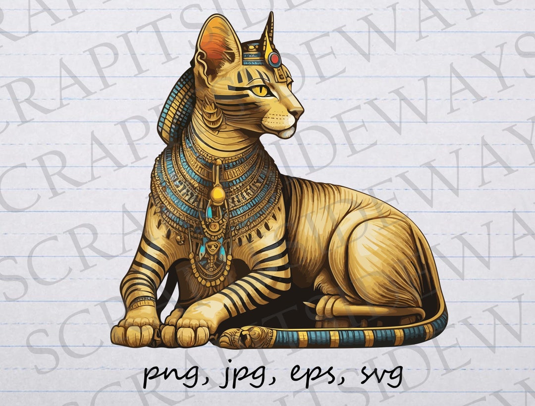 King Tut Egyptian Cat Clipart Vector Graphic Svg Png Jpg Eps Egypt ...
