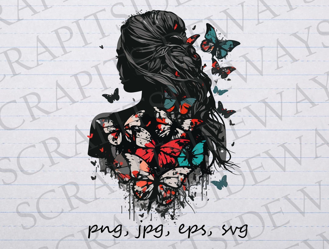 Butterfly Woman Silhouette Clipart Vector Graphic Svg Png Jpg Eps ...