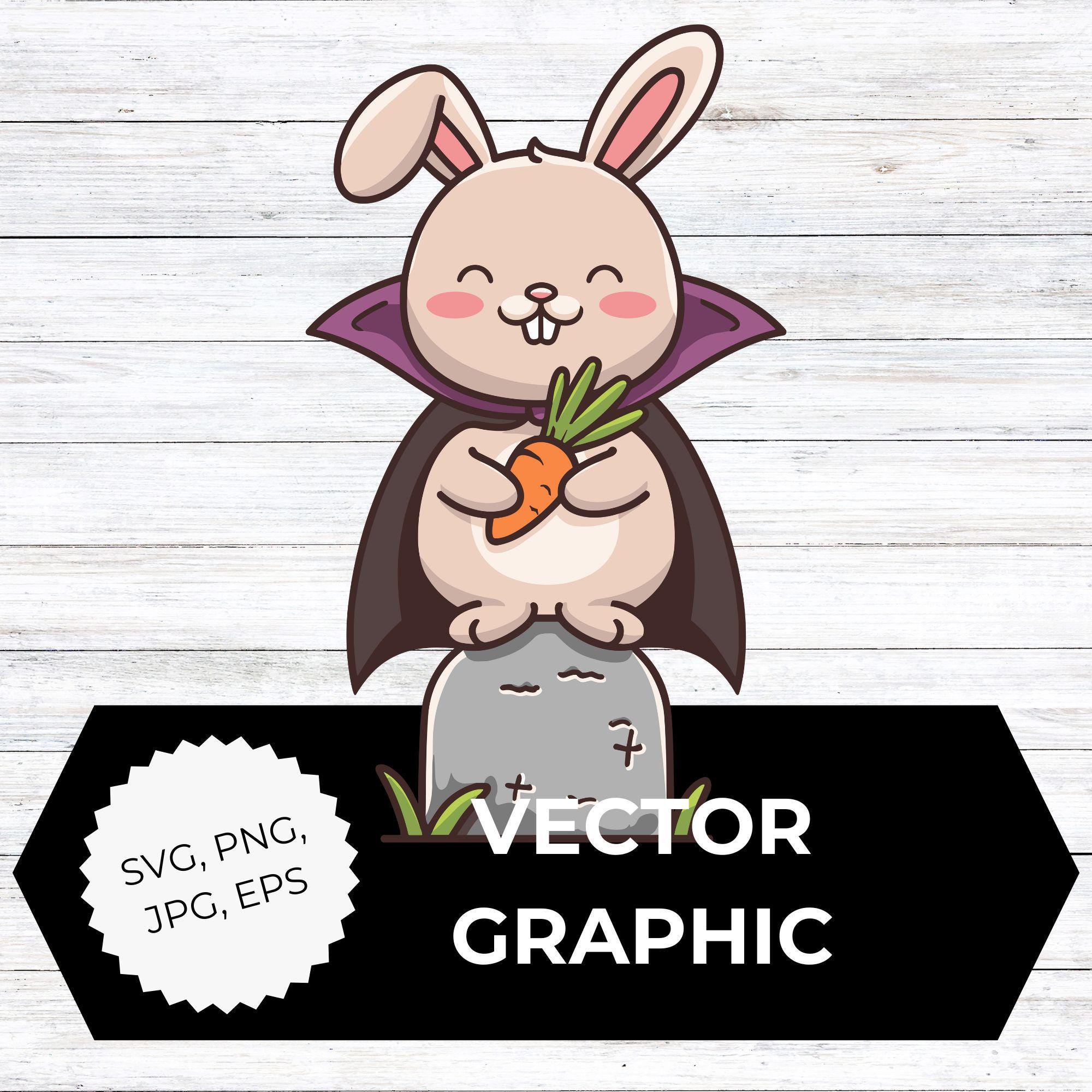 Cute Vampire Bunny Clipart | Kawaii Bunny on Gravestone Halloween ...