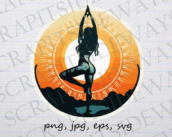 Tree Position With Wings SVG, Tree Pose Clipart, Vector Yoga Cut File ...