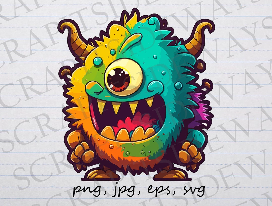 Cute Colorful Monster Clipart Vector Graphic Svg Png Jpg Eps Fantasy ...