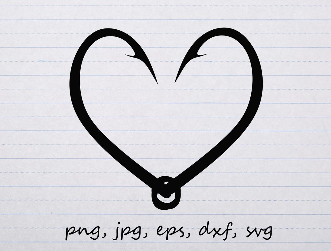Fishing Hook Heart Clipart Vector Graphic Digital Stamp Svg Png Jpg Eps ...
