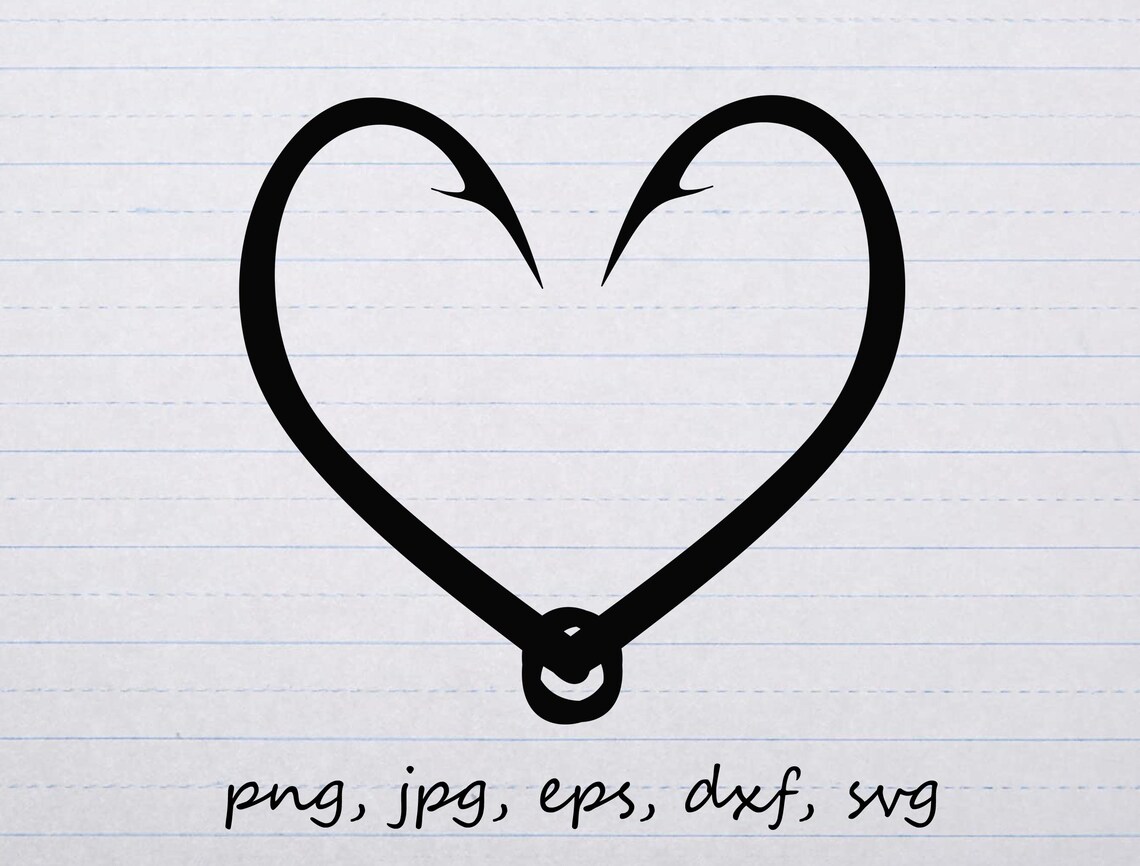 Fishing Hook Heart Clipart Vector Graphic Digital Stamp Svg | Etsy