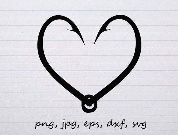 Fishing Hook Heart Clipart Vector Graphic Digital Stamp Svg | Etsy