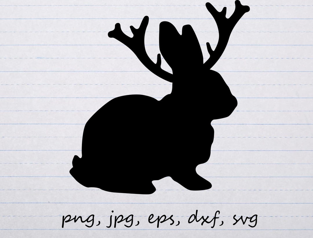 Jackalope Silhouette Outline Clipart Vector Graphic Digital Stamp Svg ...
