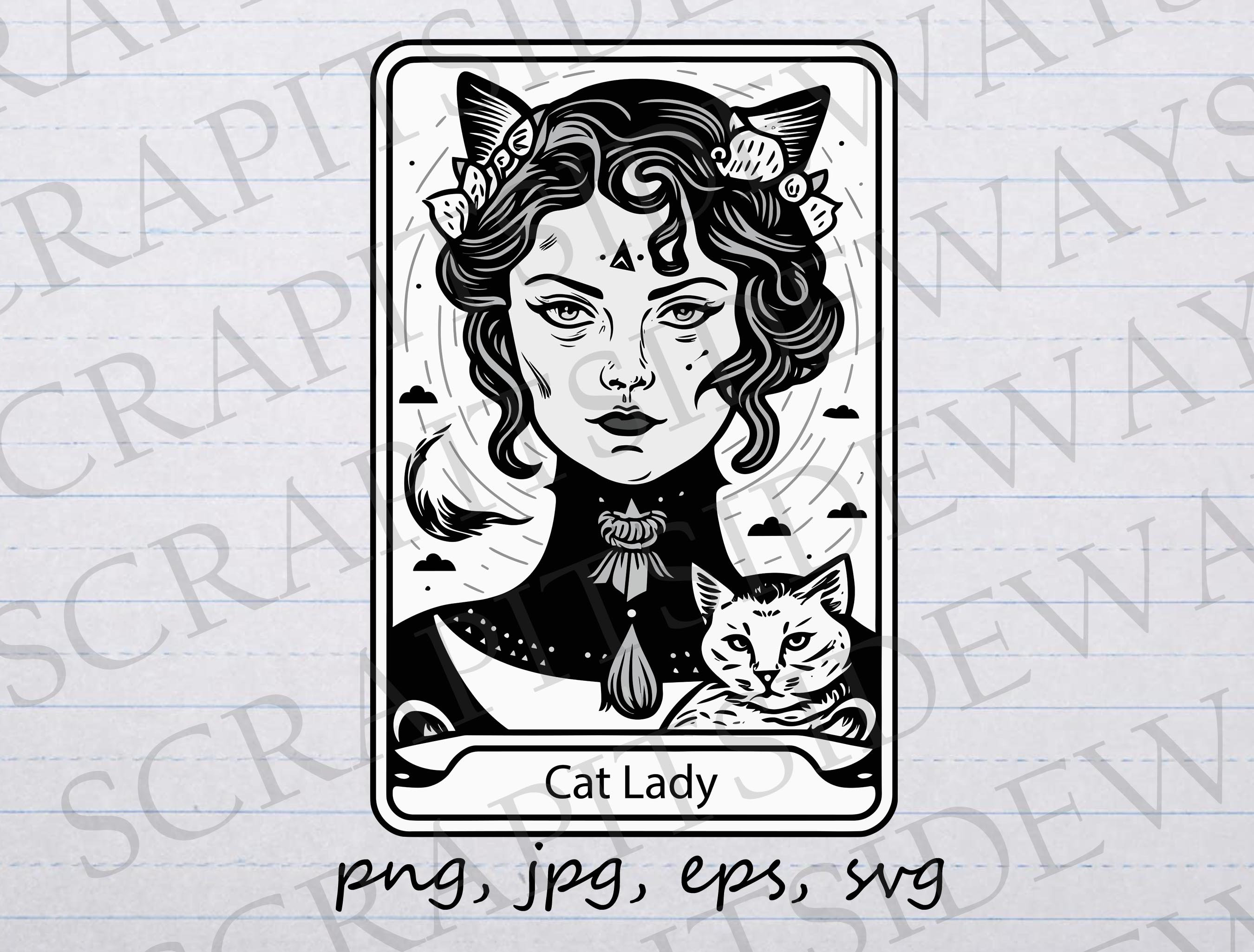 Cat Lady Tarot Card Clipart Vector Graphic Svg Png Jpg Eps - Etsy