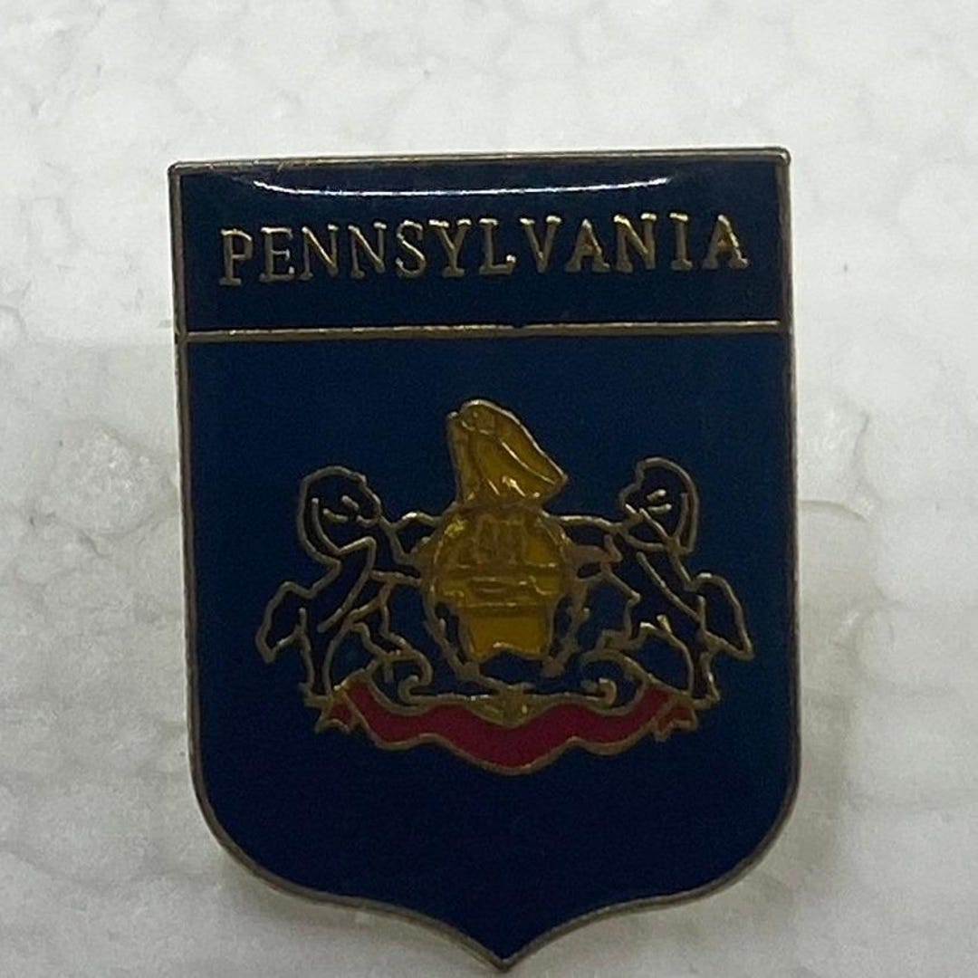 Pennsylvania State Flag Emblem Lapel Pin Enamel Gold Tone Collectible ...