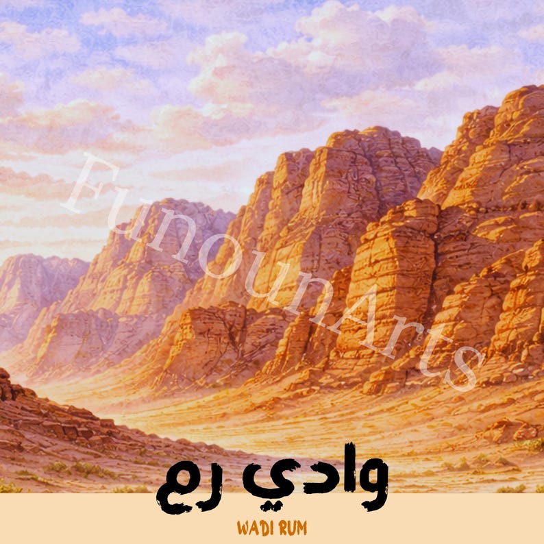 Wadi Rum Illustration Art Print, Jordanian Print, Jordan – Affiche Wadi ...