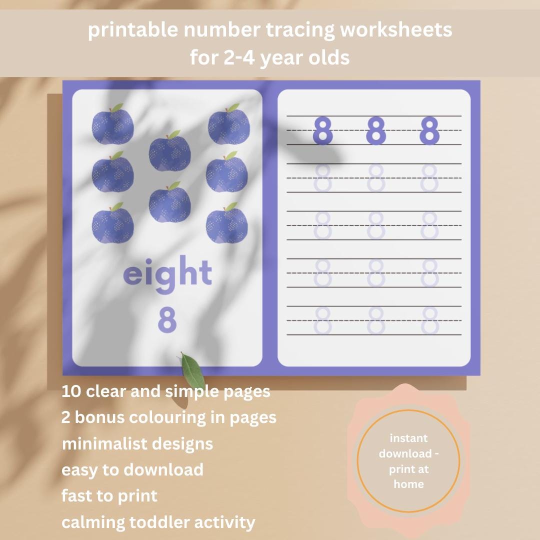 Number Tracing Toddler Worksheets Ages 2–4 | Numbers Practice Printable ...