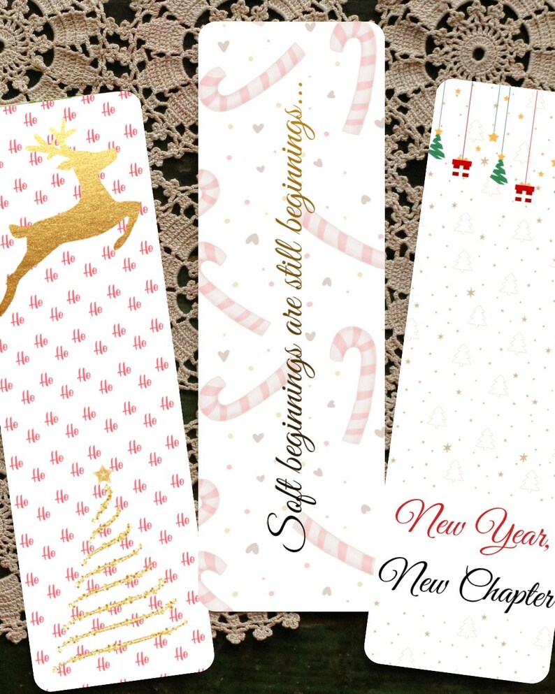 Printable Christmas Bookmark Set, New Year New Chapter, Holiday Digital ...