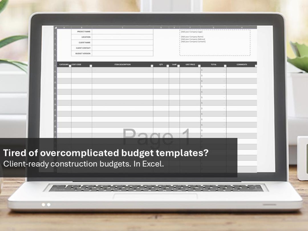 Lean Budget | Construction Budget Excel Template | Simple Project Cost ...