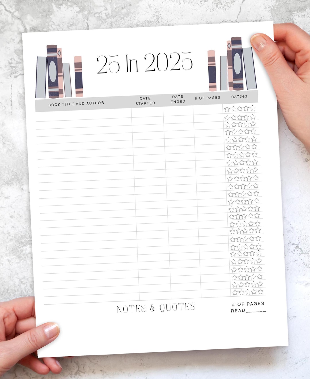 25 Books in 2025 Reading Log Printable, Reading Tracker, Books to Read ...