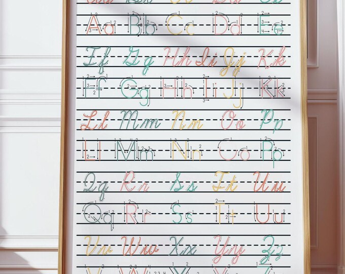 Cursive & Manuscript Print Handwriting Chart | Horizontal Printable ...