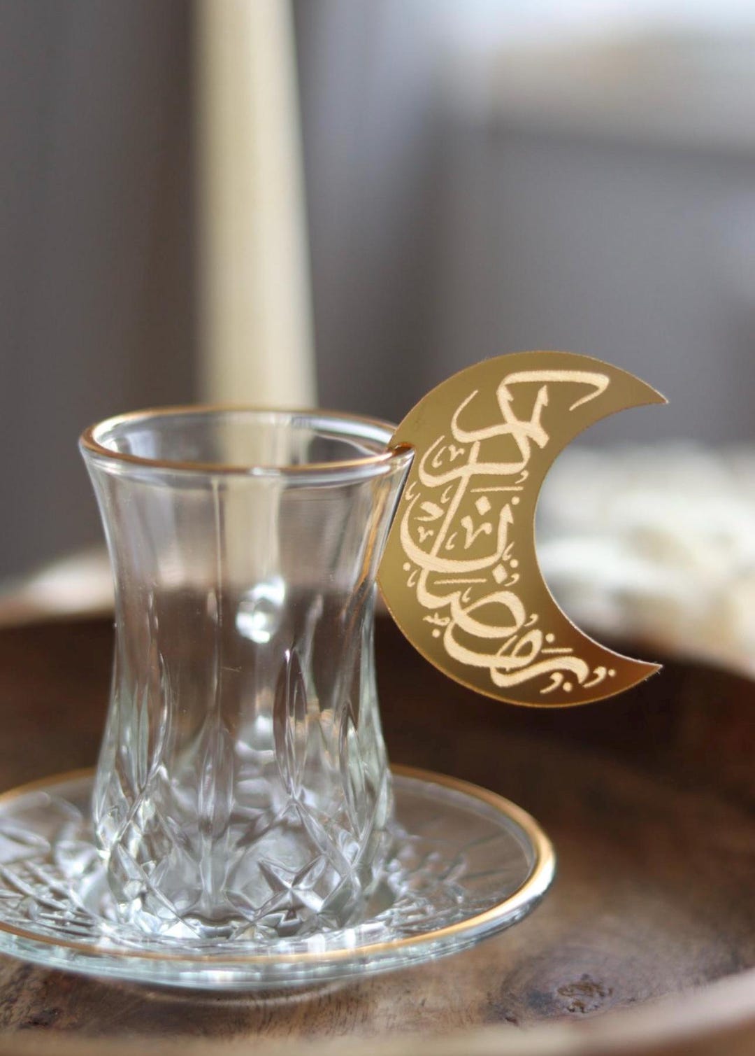 Moon Glass Tag With Arabic Calligraphy , Ramadan Glass Tag SVG ...