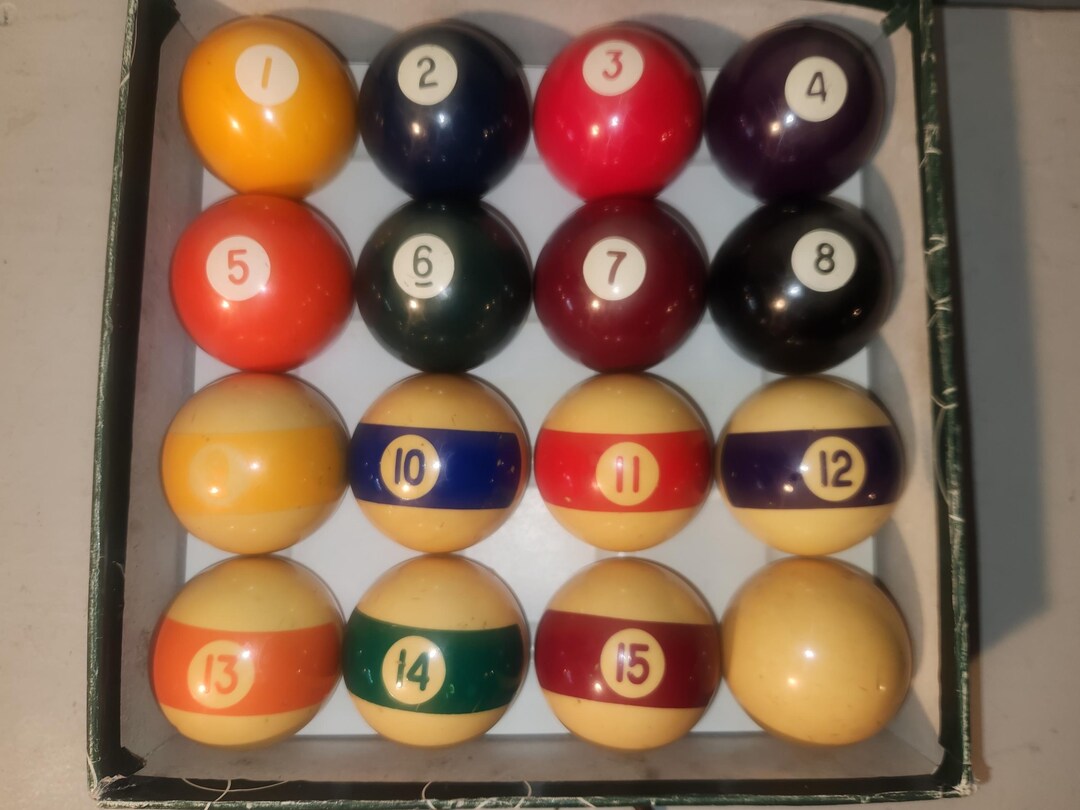 Vintage ARAMITH Pool Balls 2-1/4" Set in Original Box Made in Belgium ...