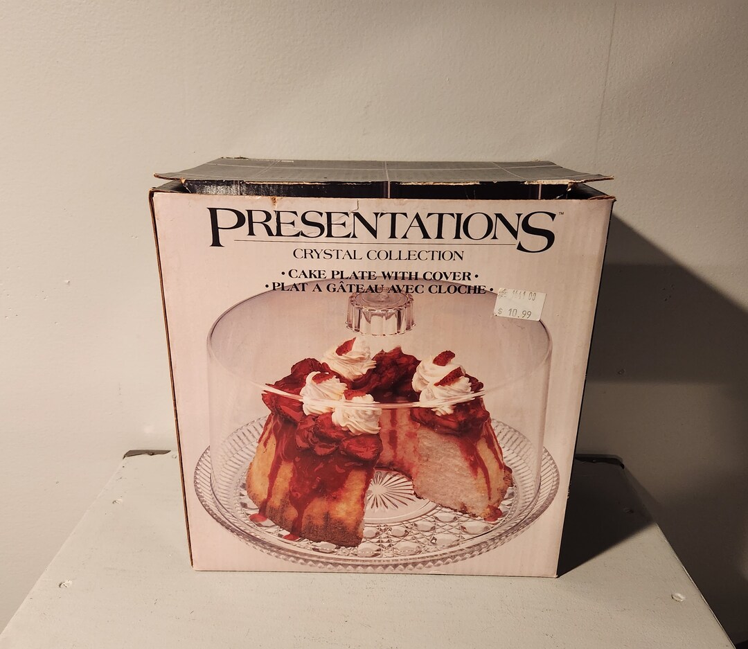 Presentations the Crystal Collection Footed Cake Plate With Plastic ...