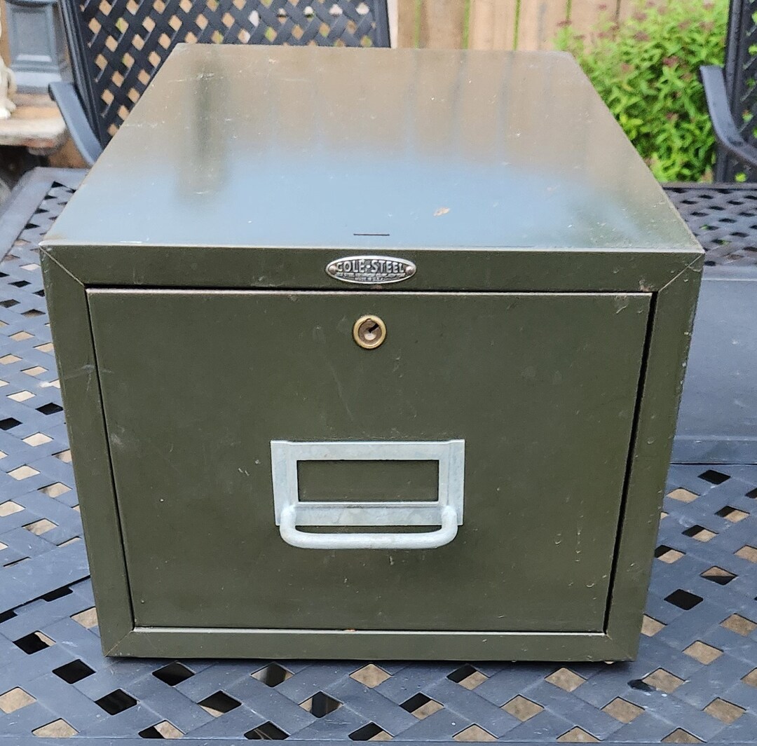 Vintage Industrial Cole Steel Index Card File Cabinet Industrial Green ...