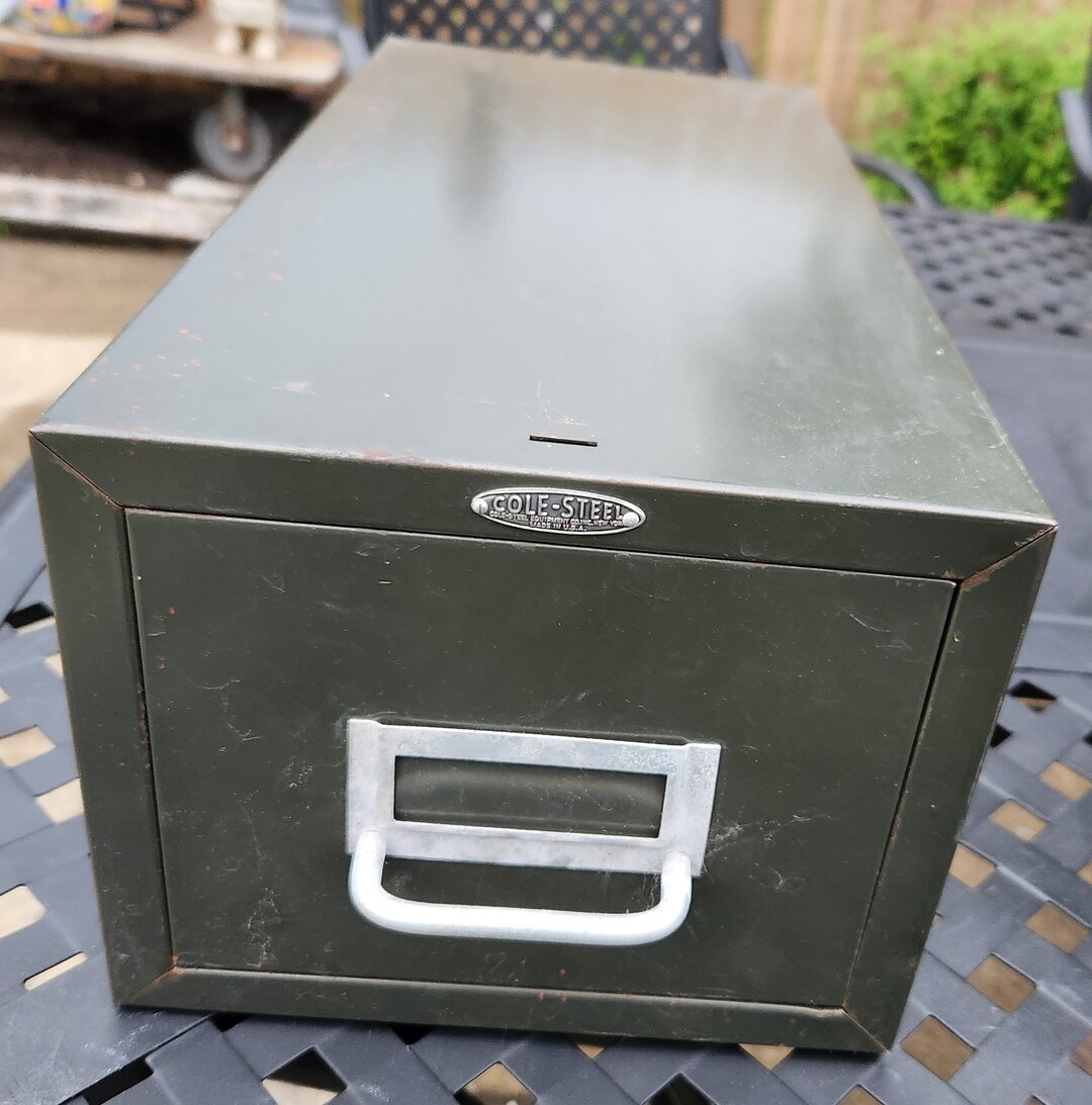 Vintage Industrial Cole Steel Index Card File Cabinet Industrial Green ...