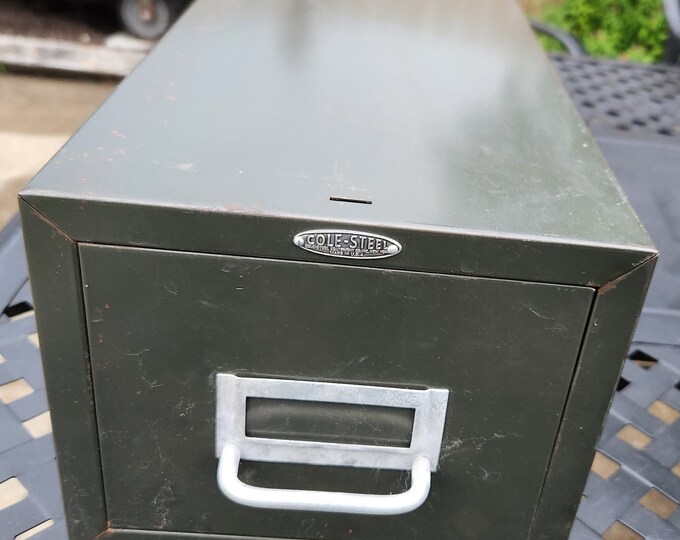 Vintage Industrial Cole Steel Index Card File Cabinet Industrial Green ...