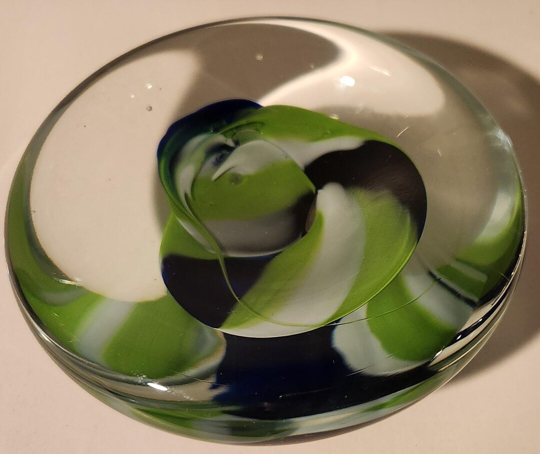 Signed David Van Noppen Abstract Heavy Shallow Bowl Art Glass Hand ...