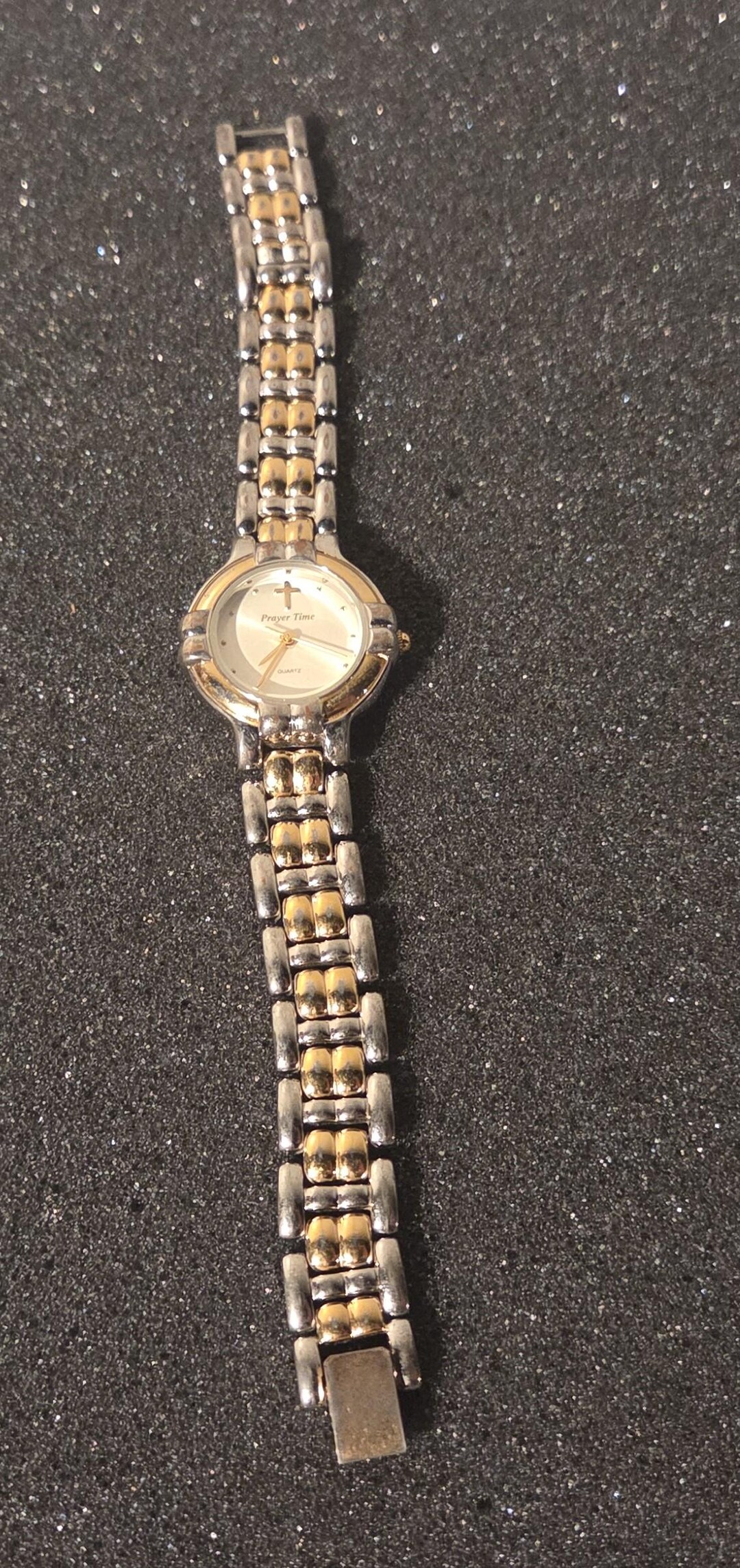 Prayer Time Watch Silver & Gold Tone Links Cross W/scripture With New ...