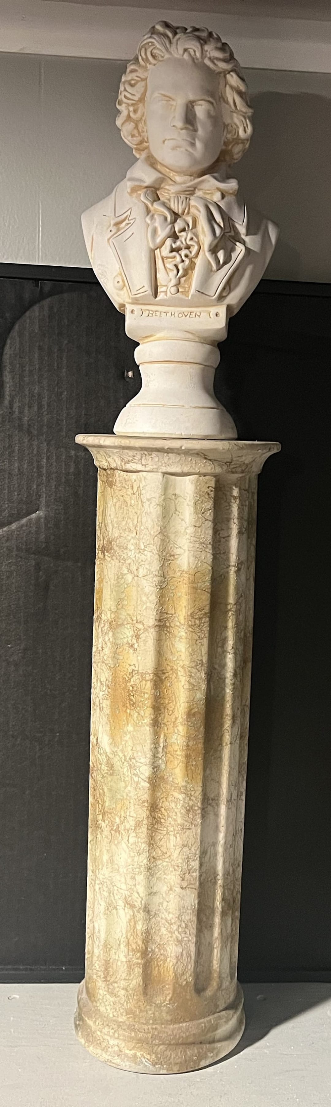 Beethoven Sculpture Bust Tabletop With Pillar Stand Clay Plaster ...