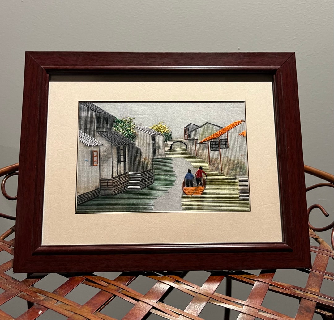 Chinese String Art Painting Framed Vintage - Etsy