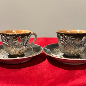 Dragonware Moriage Teacup and Saucer Raised Dragon, Hand-painted ...